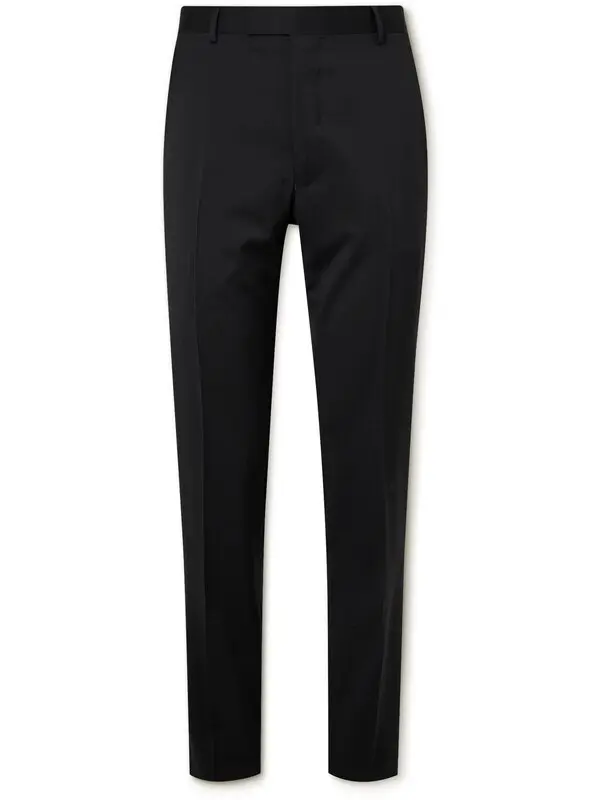 Mr P. Slim-fit Wool Tuxedo Trousers - Black