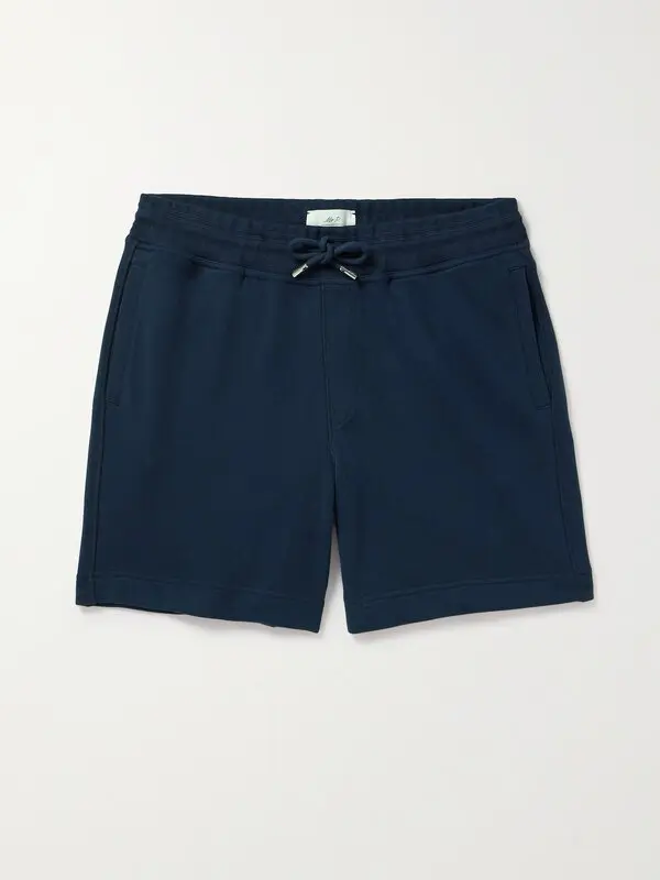 Mr P. Straight-leg Cotton-jersey Shorts - Blue
