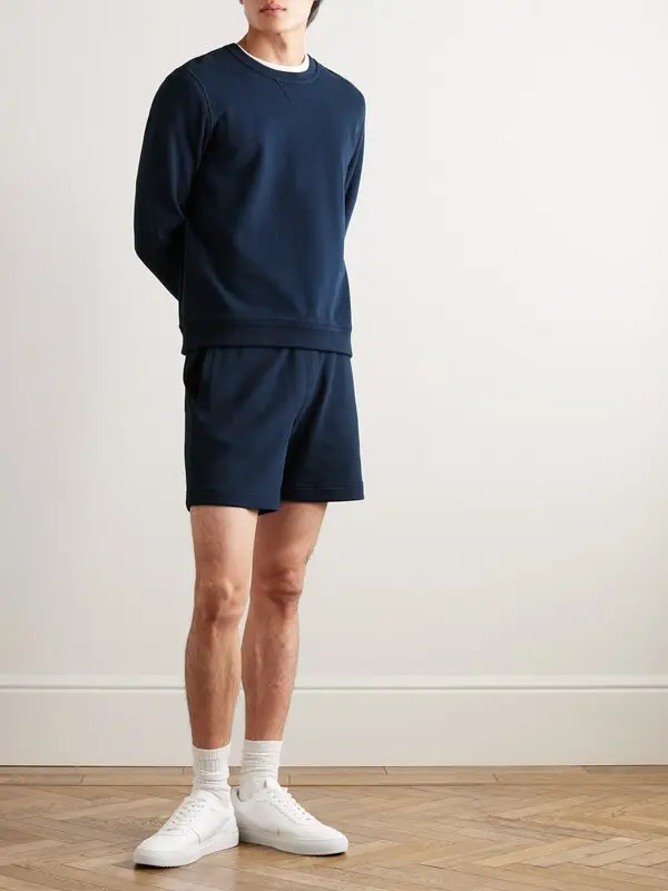 Mr P. Straight-leg Cotton-jersey Shorts - Blue