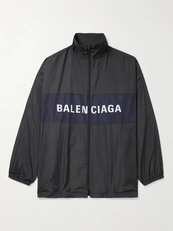 Balenciaga Oversized Logo-print Colour-block Jacket