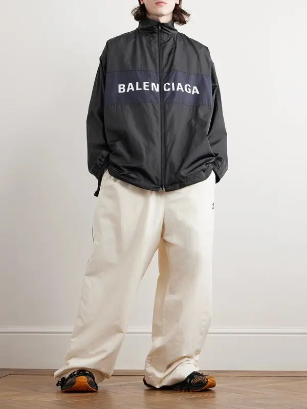 Balenciaga Oversized Logo-print Colour-block Jacket
