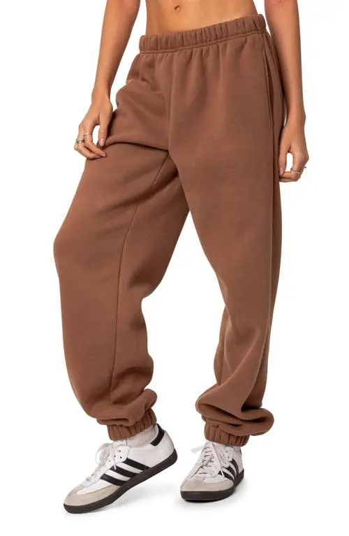 EDIKTED Clark Oversized Cotton Blend Sweatpants - Brown