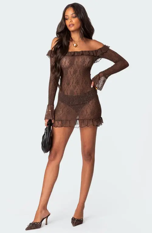 white dress with burgundy shoes Sheer Ribbon Mini Dress Nightwear – Belchic main image 1