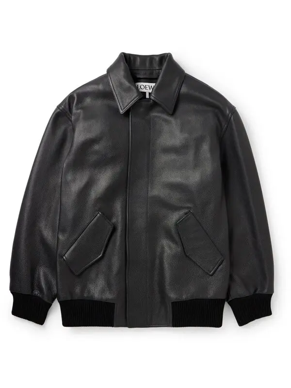 Loewe Textured-leather Bomber Jacket