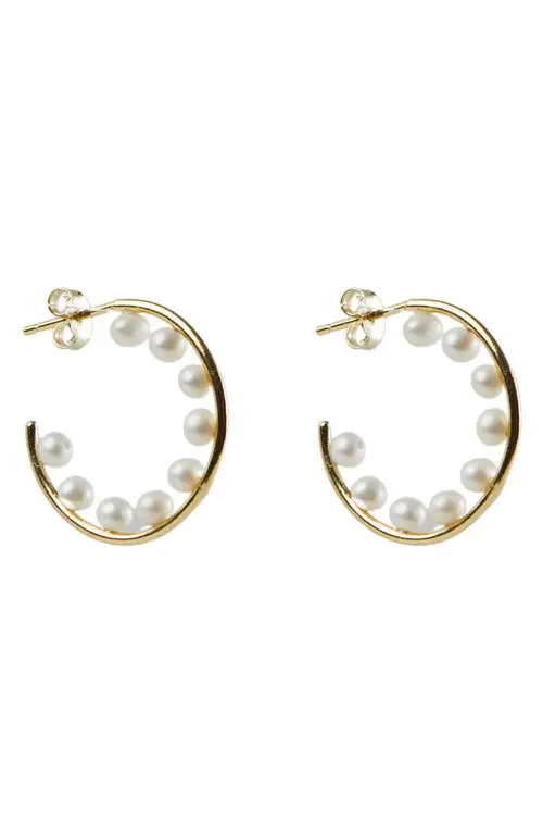 Argento Vivo Imitation Pearl Hoop Earrings - Gold