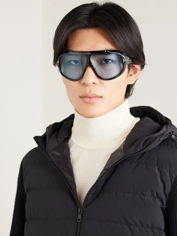 TOM FORD Rellen Oversized Aviator-style Acetate And Gold-tone Sunglasses