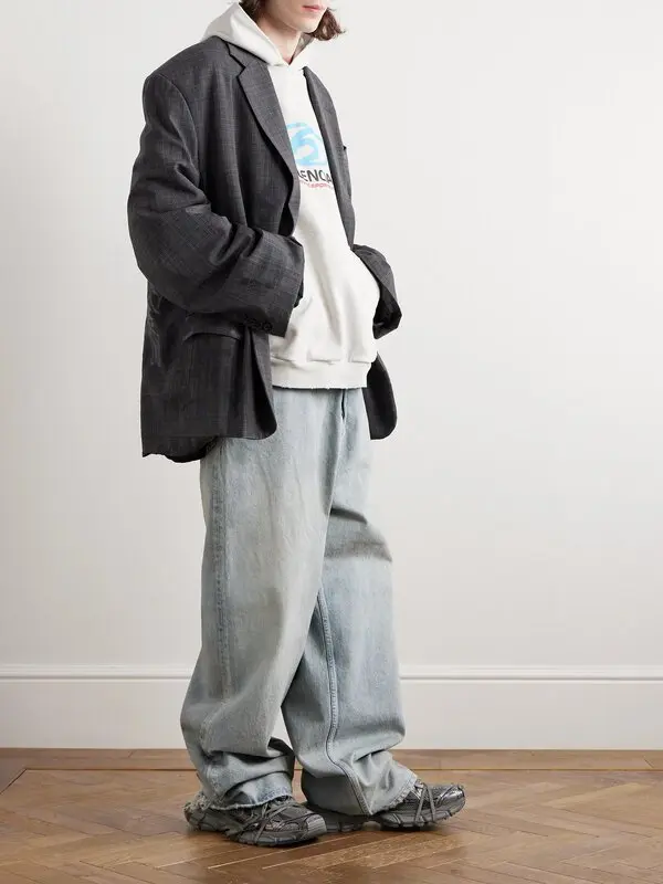 Balenciaga Oversized Logo-print Distressed Cotton-jersey Hoodie