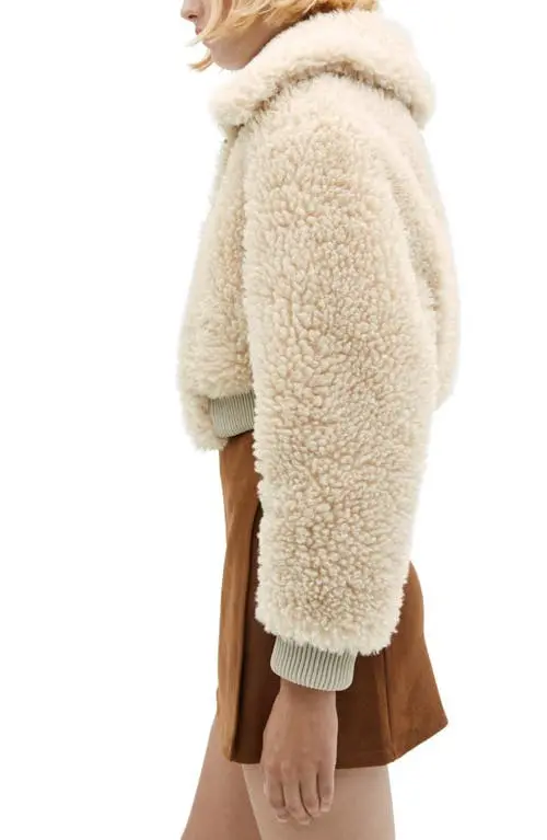 Mango Faux Shearling Crop Aviator Jacket