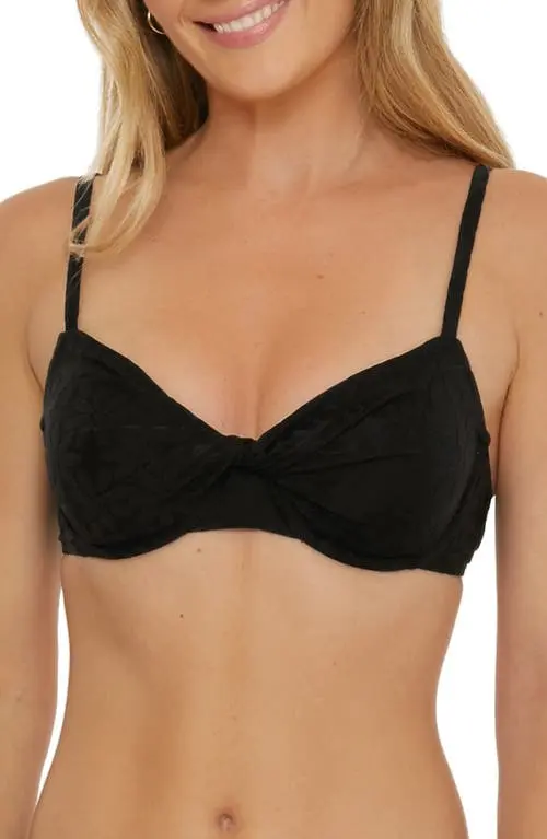 Trina Turk Joplin Textured Twist Front Underwire Bikini Top - Black