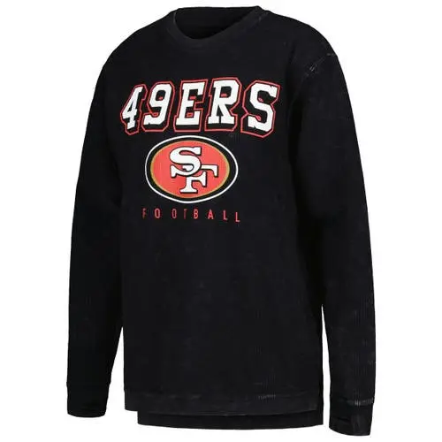 G-III 4HER BY CARL BANKS San Francisco 49ers Corduroy Pullover Sweatshirt - Black