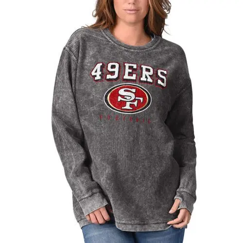 G-III 4HER BY CARL BANKS San Francisco 49ers Corduroy Pullover Sweatshirt - Black