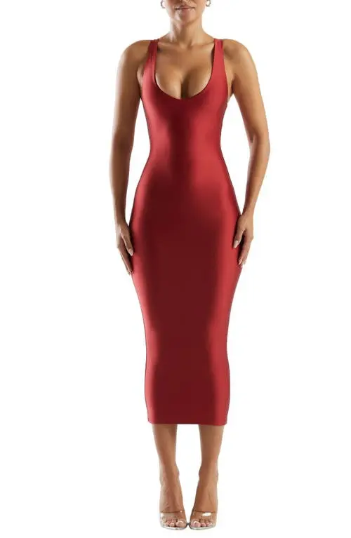 Naked Wardrobe Sleeveless Sheath Dress - Red
