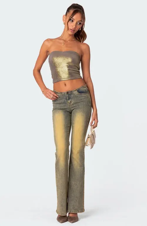 EDIKTED Spotlight Metallic Tube Top