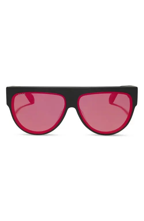 DIFF Georgie 58mm Gradient Shield Sunglasses - Matte Black / Red Hot Mirror