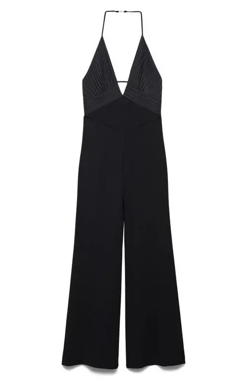 Mango Halter Neck Flare Leg Jumpsuit
