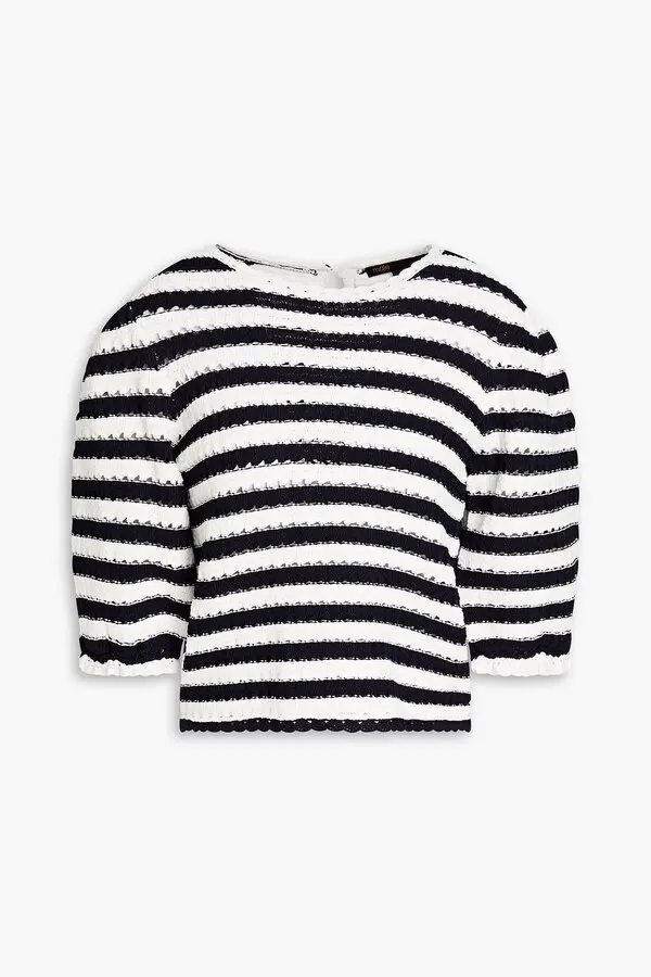 Maje Striped Pointelle-knit Top