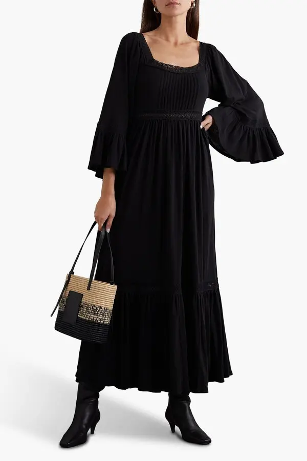 See By Chlo Crocheted Lace-Trimmed Maxi Dress In Black - 70% Off |  Editorialist