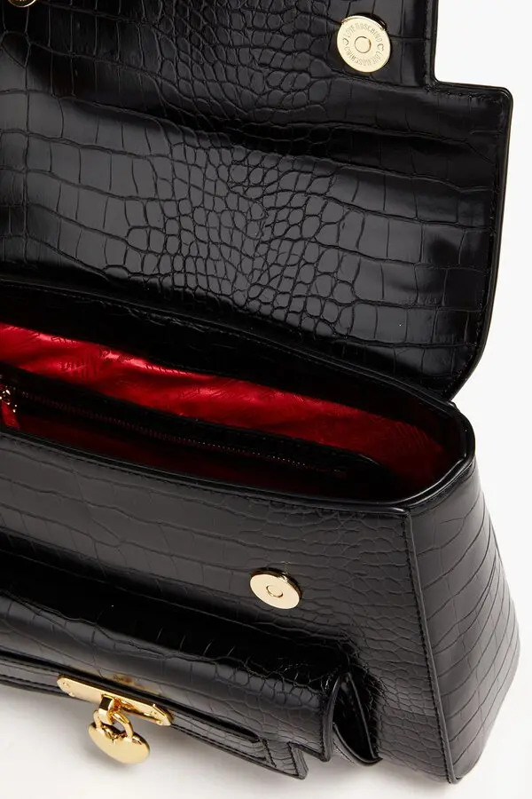 Moschino Croc-Effect Leather Shoulder Bag In Black - 55% Off
