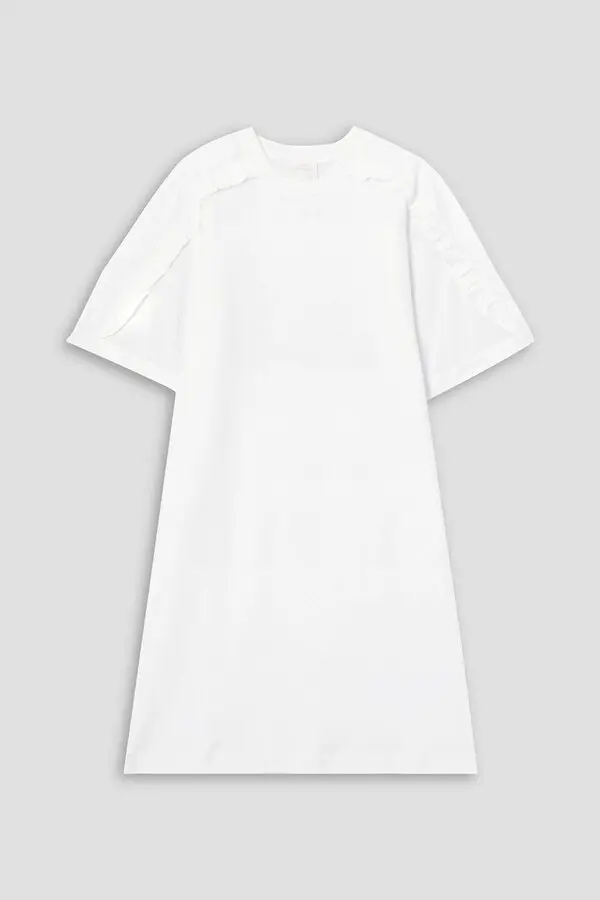 Buy See By Chlo Poplin-paneled Ruffled Cotton-jersey Mini Dress - White At  70% Off | Editorialist