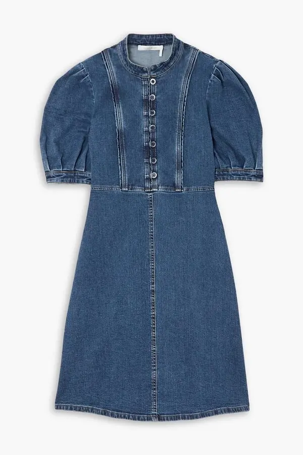 white christmas dresses Chloé Girls Sleeveless Denim Zip Dress in Blue main image 1