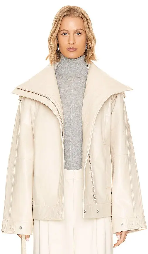 Remain Birger Christensen Oversized Leather Jacket In White