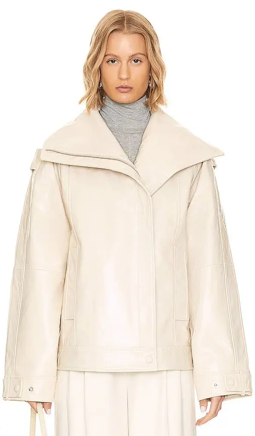 Remain Birger Christensen Oversized Leather Jacket In White