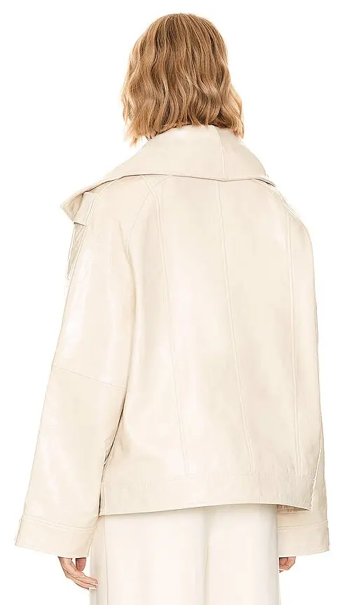 Remain Birger Christensen Oversized Leather Jacket In White