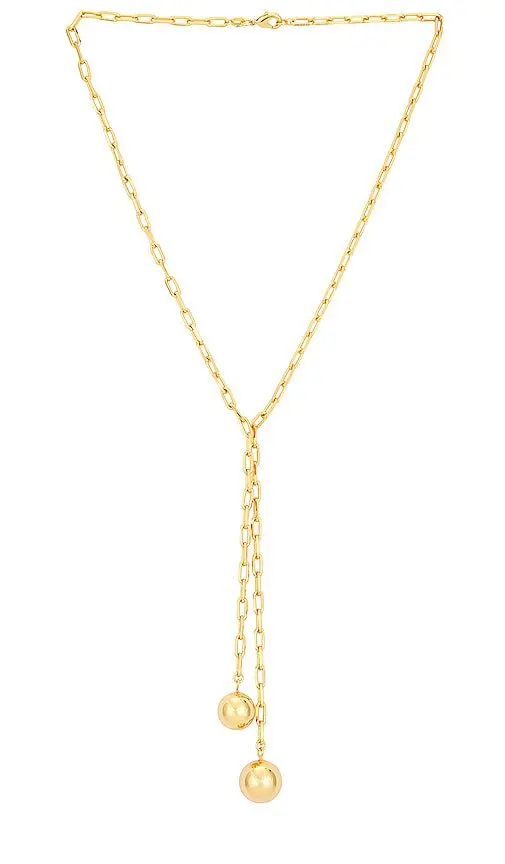 ADINA EDEN Double Ball Link Drop Lariat Necklace - Gold