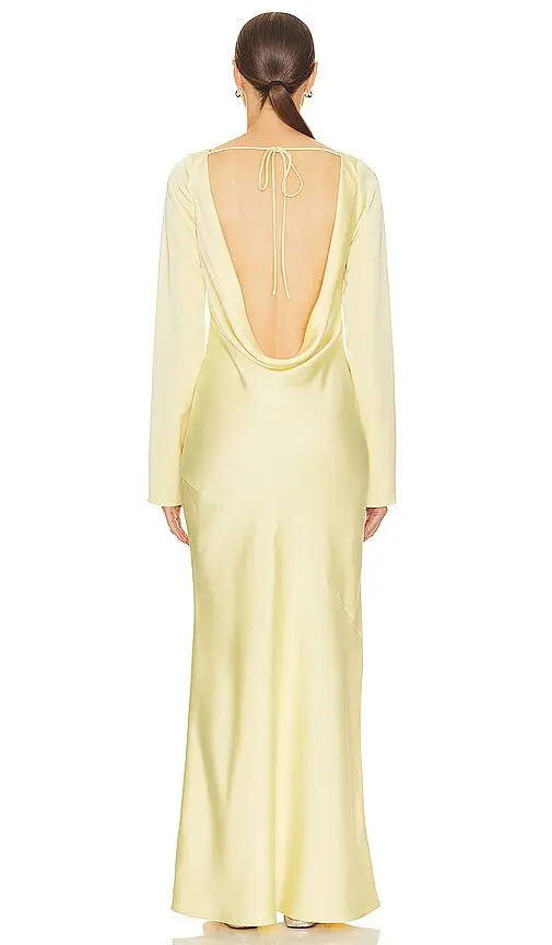 navy blue dress for baby girl Elegant Yellow Satin Maxi Dress with Halter & Backless Detail main image 0