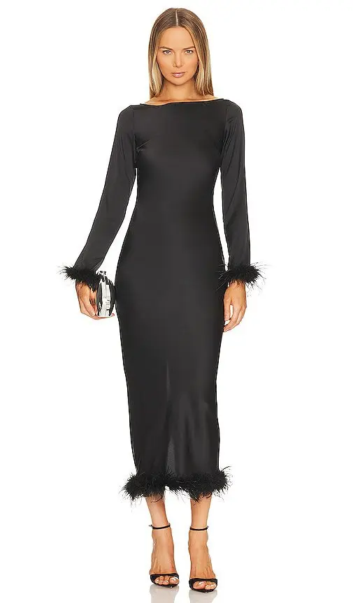 luxury black dresses Black Long sleeves V-neck Luxury Sparkle Princess Evening Dresses