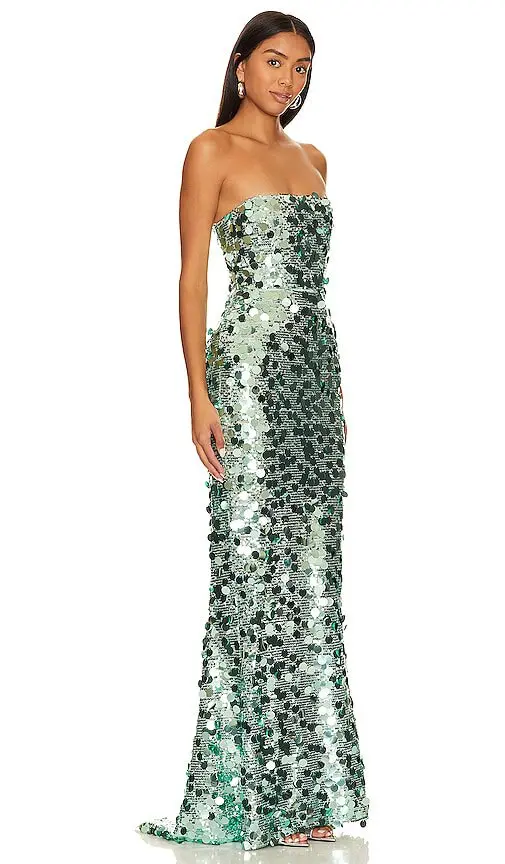 BRONX AND BRONCO Farah Strapless Gown - Green & Multi
