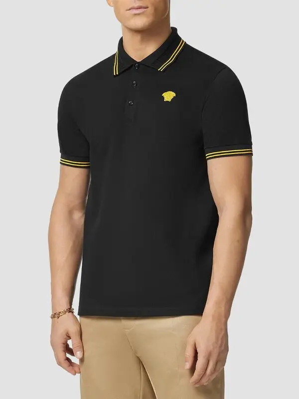 Versace Medusa Pop Piqué Polo - Black