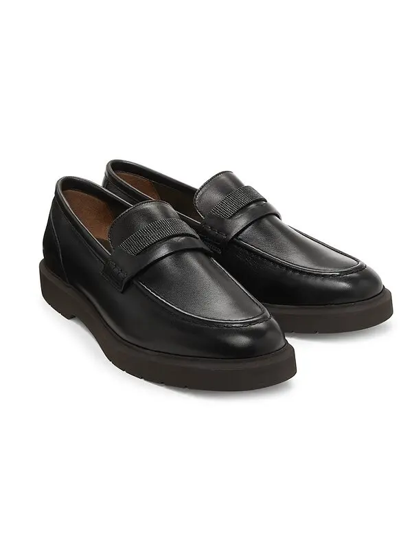 Brunello Cucinelli Leather Penny Loafers - Nero