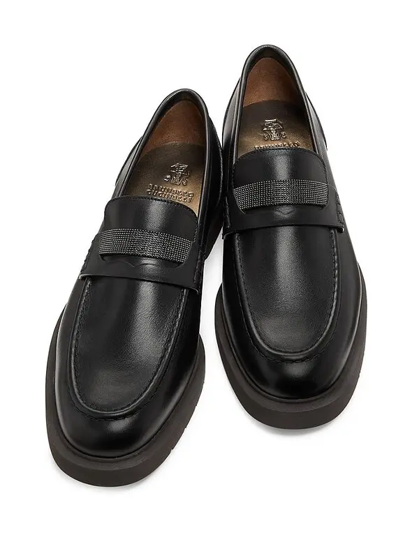 Brunello Cucinelli Leather Penny Loafers - Nero