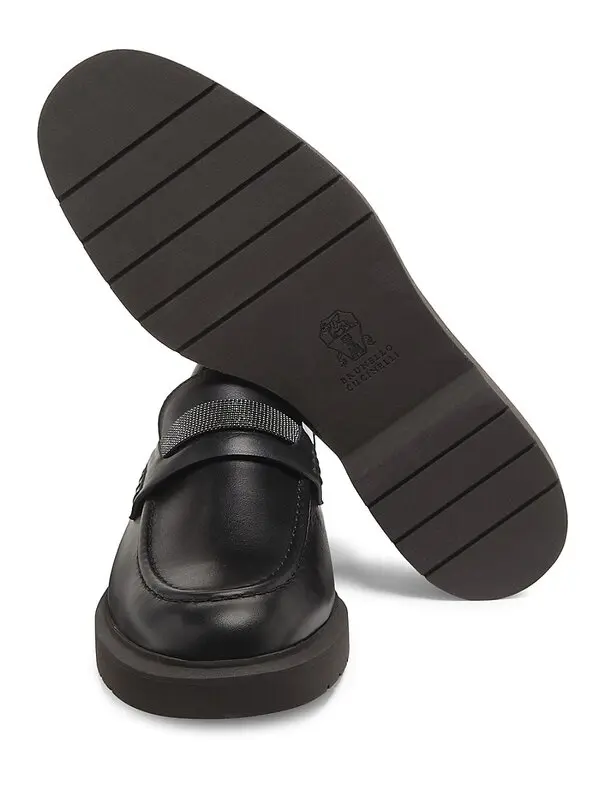 Brunello Cucinelli Leather Penny Loafers - Nero