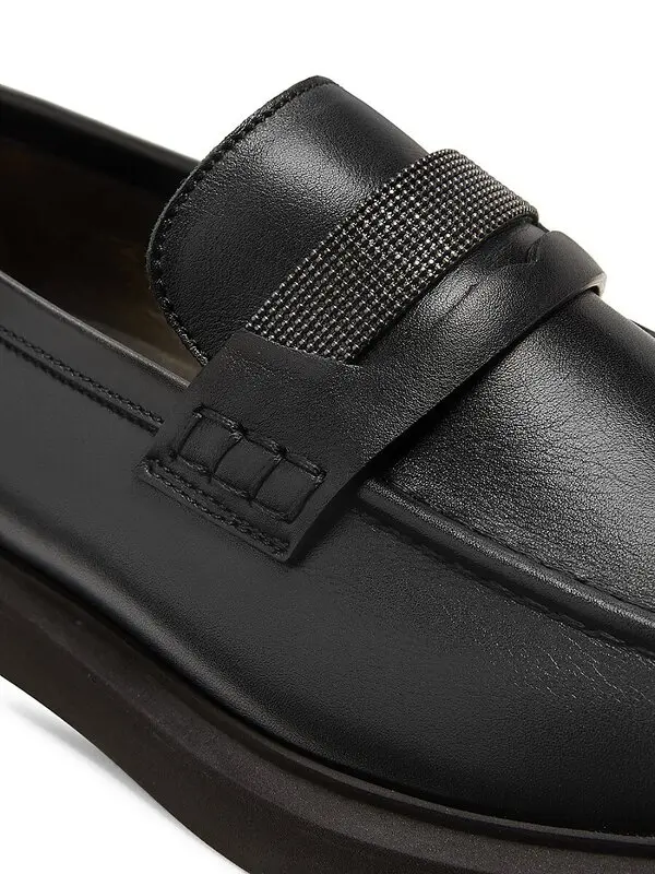 Brunello Cucinelli Leather Penny Loafers - Nero