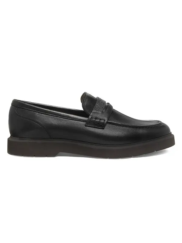 Brunello Cucinelli Leather Penny Loafers - Nero