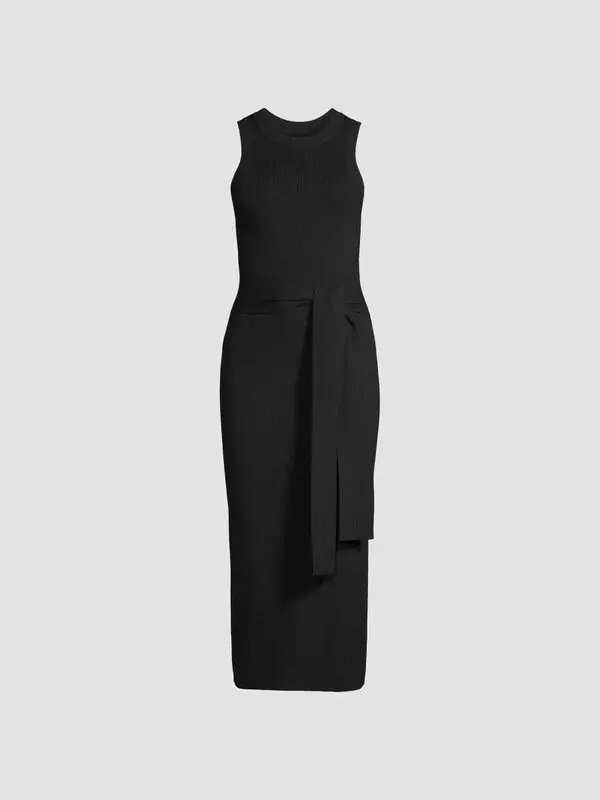 TOCCIN Logan Rib-knit Sleeveless Midi-dress - Jet
