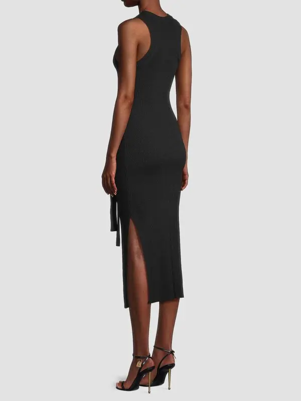 TOCCIN Logan Rib-knit Sleeveless Midi-dress