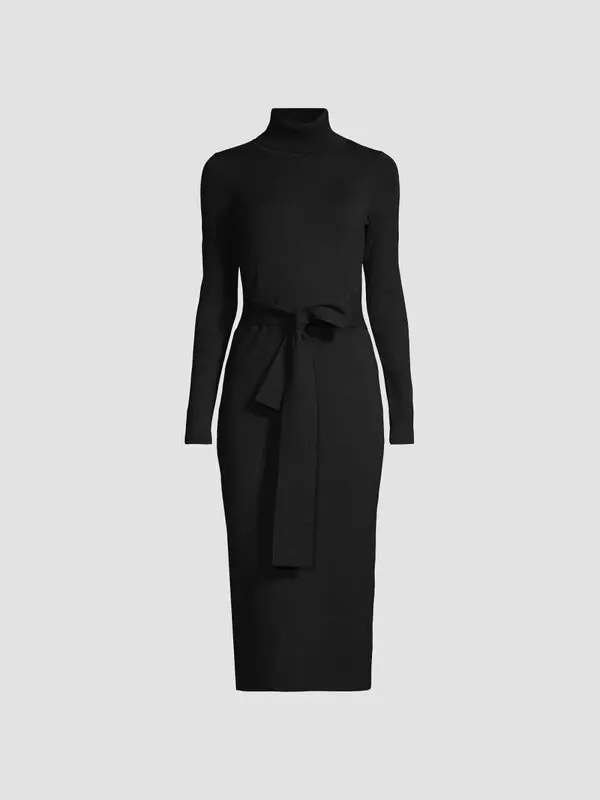 TOCCIN Piper Turtleneck Rib-knit Midi-dress - Jet