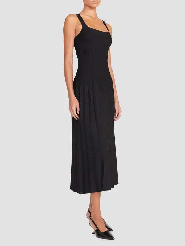 Staud Ellison Knit Pleated Midi-dress