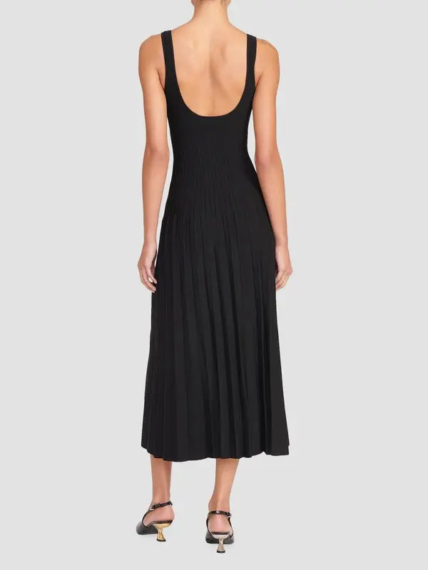 Staud Ellison Knit Pleated Midi-dress
