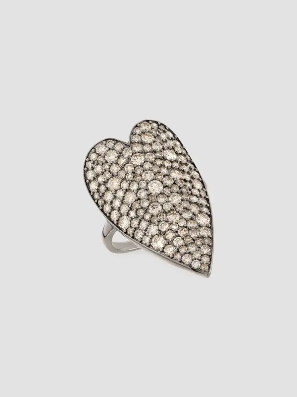 Nina Gilin Black Rhodium-plated & 2.86 Tcw Diamond Heart Ring - Silver