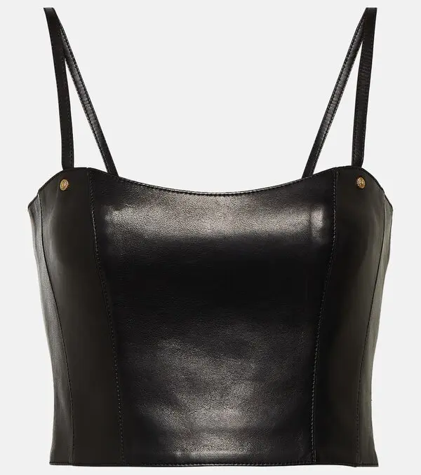 Balmain Leather Crop Top
