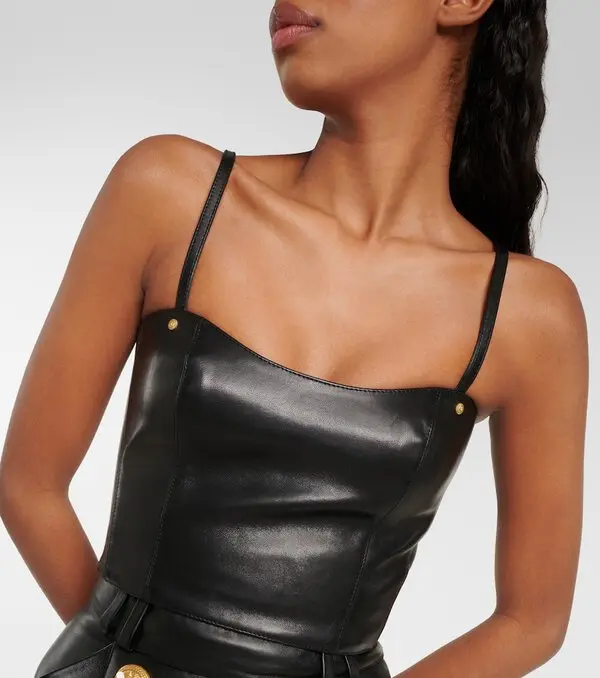 Balmain Leather Crop Top
