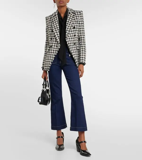 Veronica Beard Carson Cropped Flare Jeans - Blue