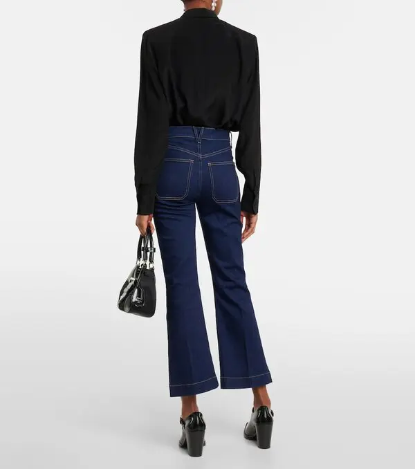 Veronica Beard Carson Cropped Flare Jeans - Blue