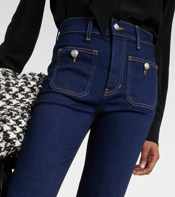 Veronica Beard Carson Cropped Flare Jeans - Blue