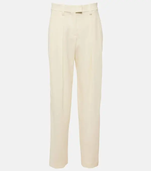 Brunello Cucinelli High-rise Gabardine Wide-leg Pants - White