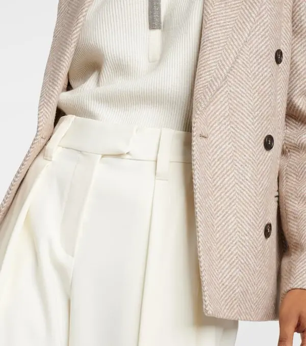 Brunello Cucinelli High-rise Gabardine Wide-leg Pants - White
